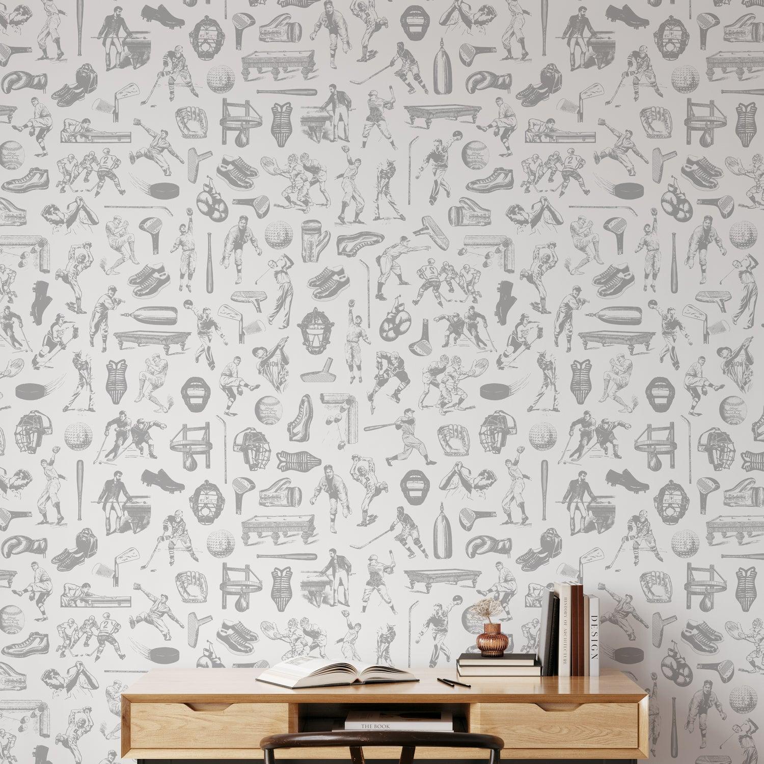 white wallpaper with grey pattern