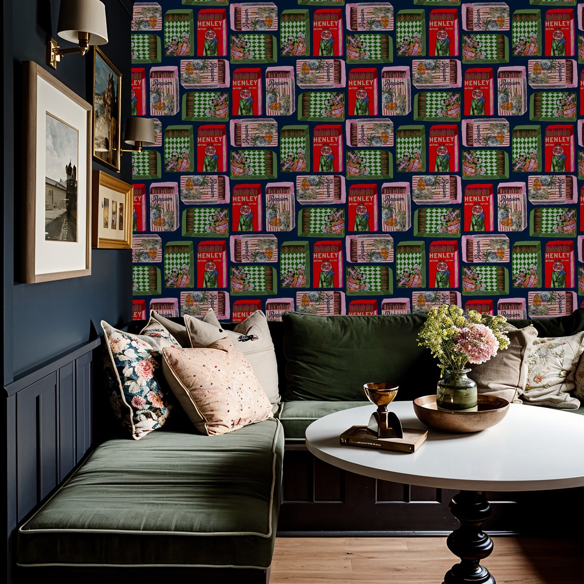 Victrola (Blue) - Quirky Matchbox Wallpaper