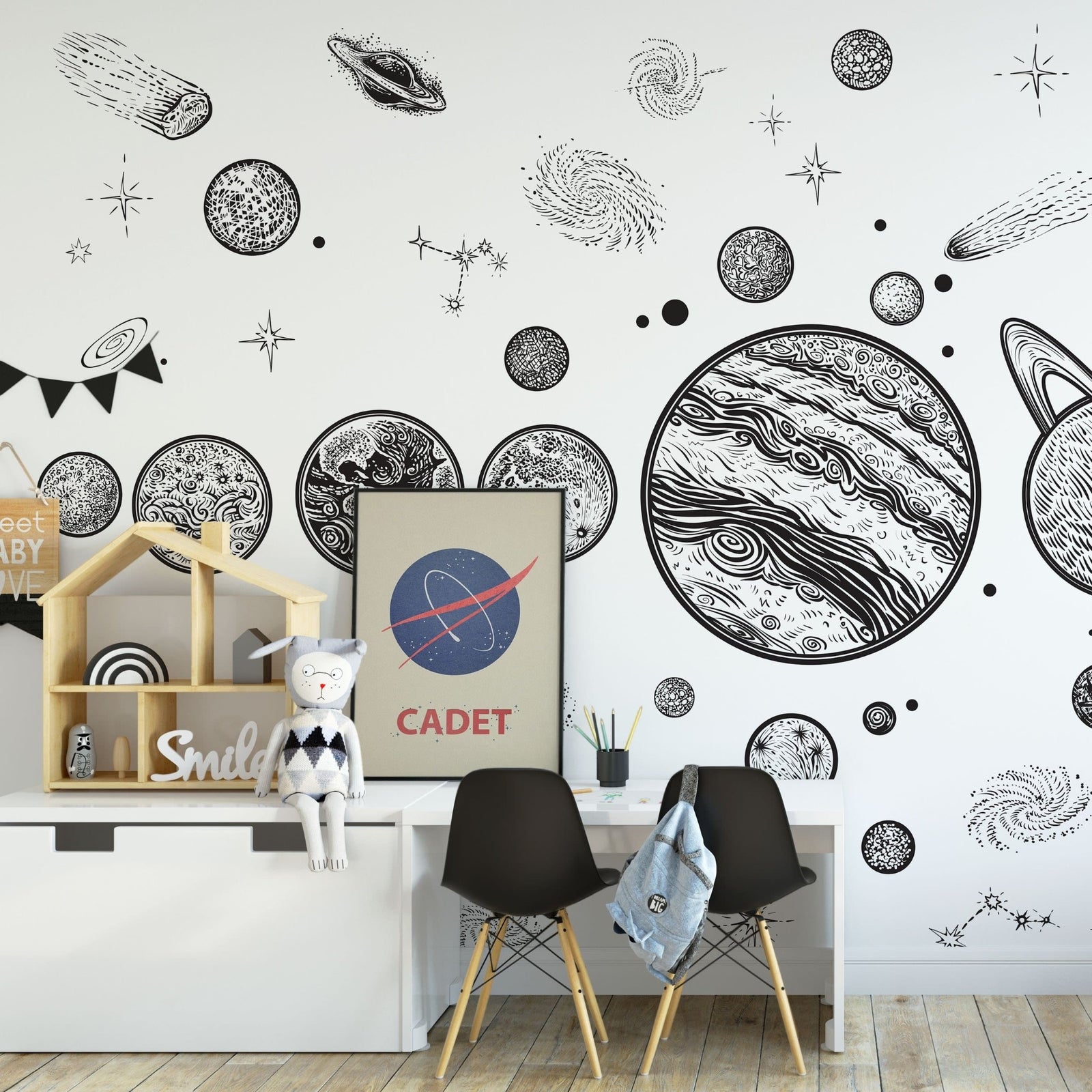 Apollo- Space Planet and Stars Peel and Stick Wallpaper Mural