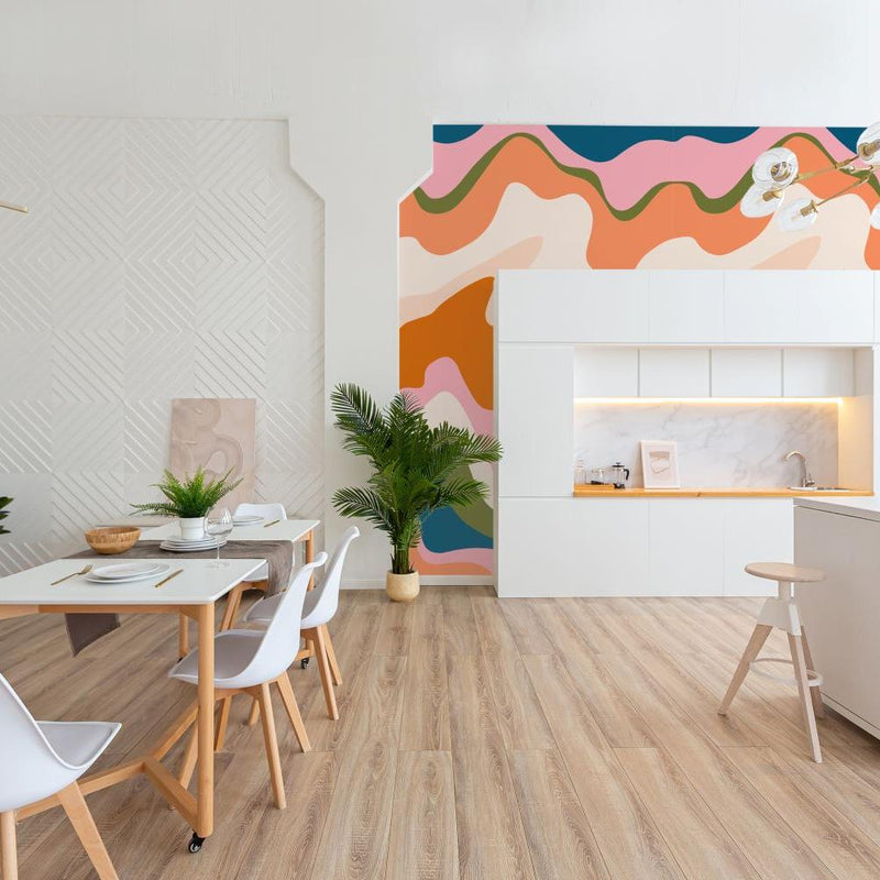 Echo - Colorful Funky Waves Infinity Mural Wallpaper