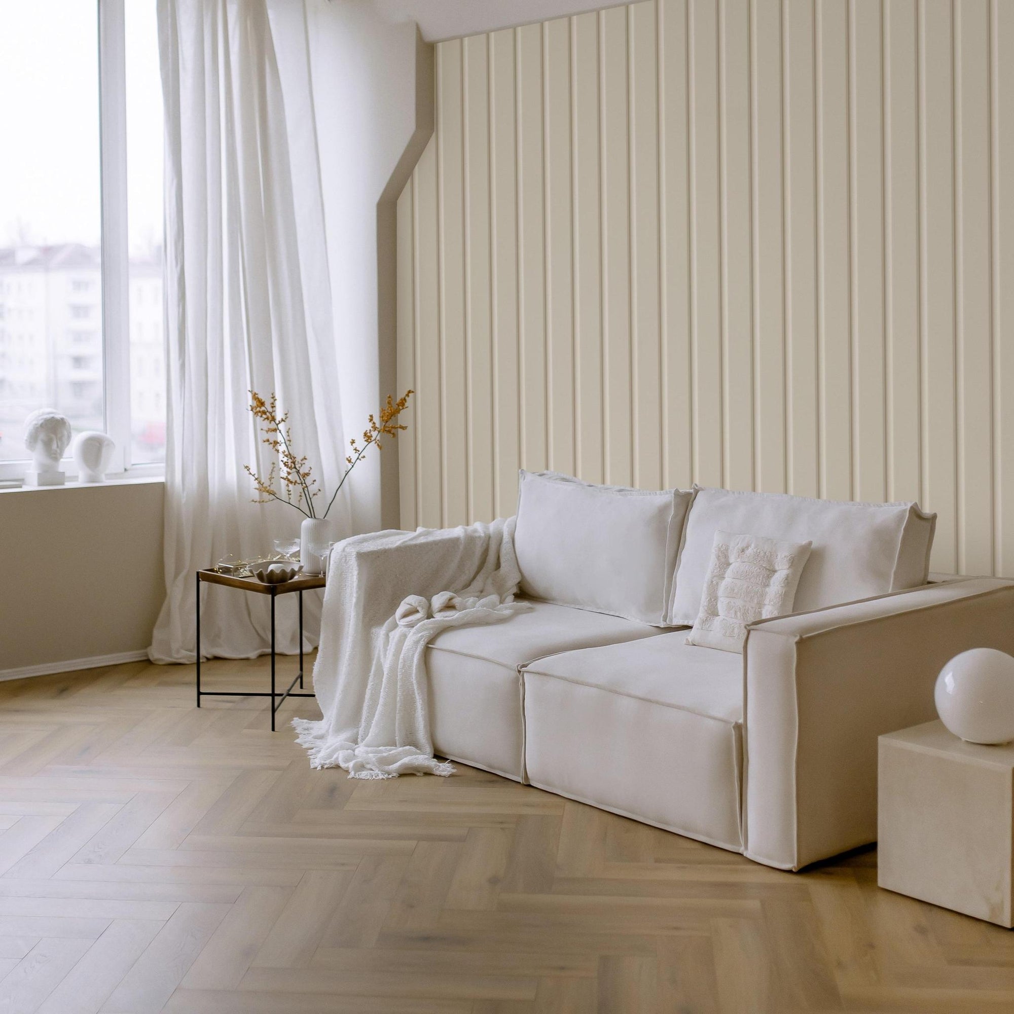 Allison -White Paneling Wallpaper