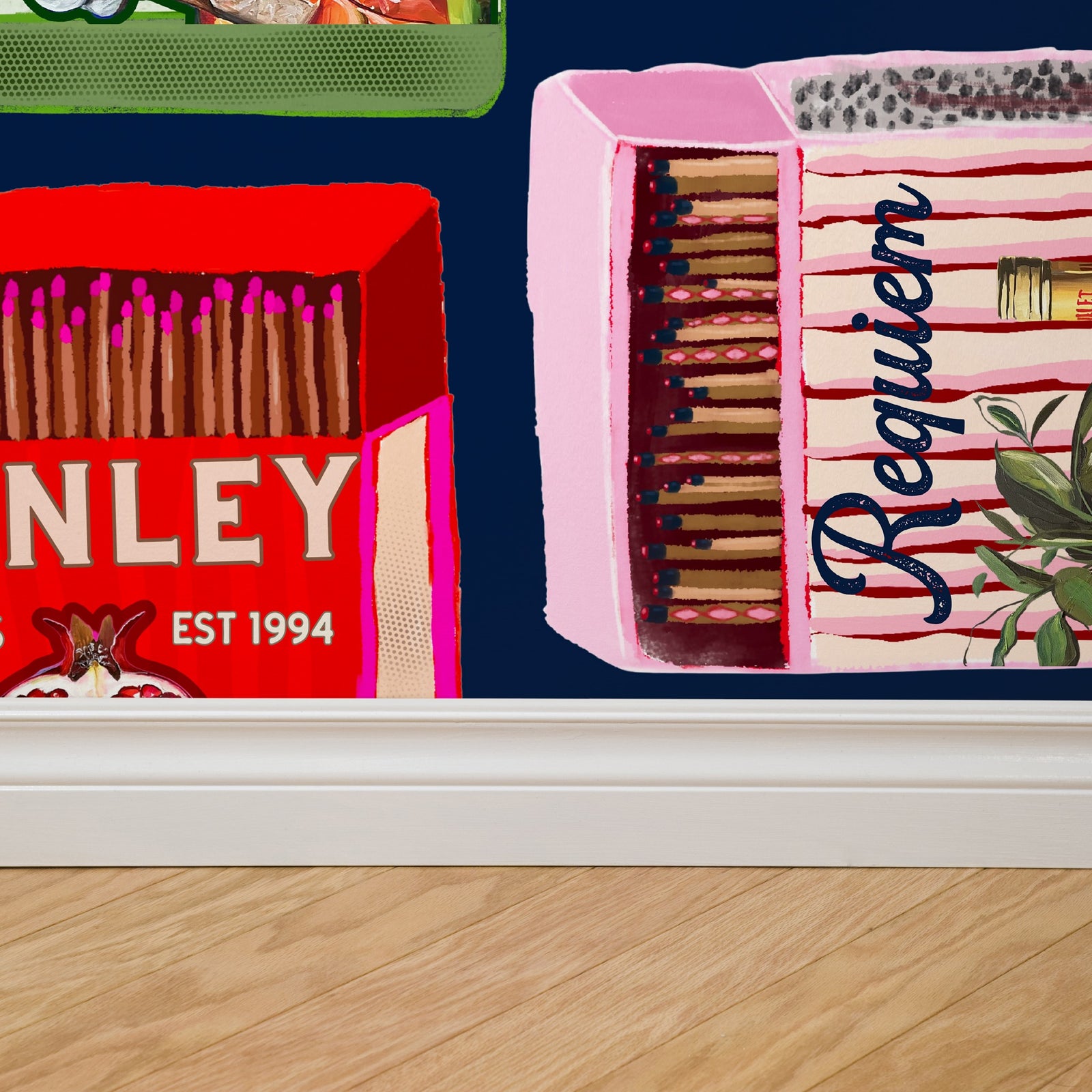 Victrola (Blue) - Quirky Matchbox Wallpaper