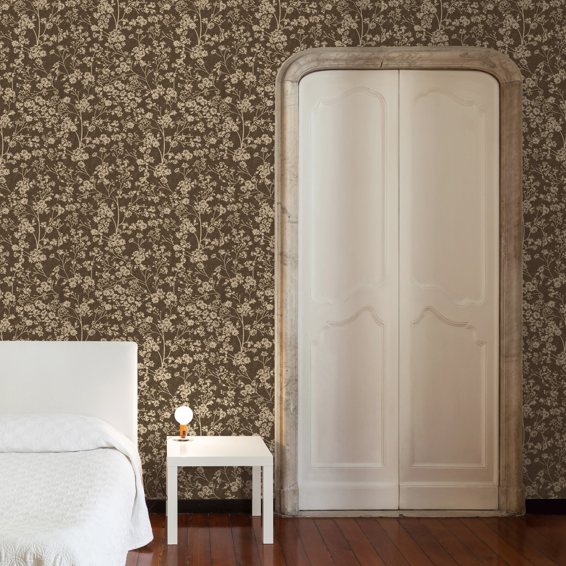 Burnett - Vintage Brown Floral Wallpaper