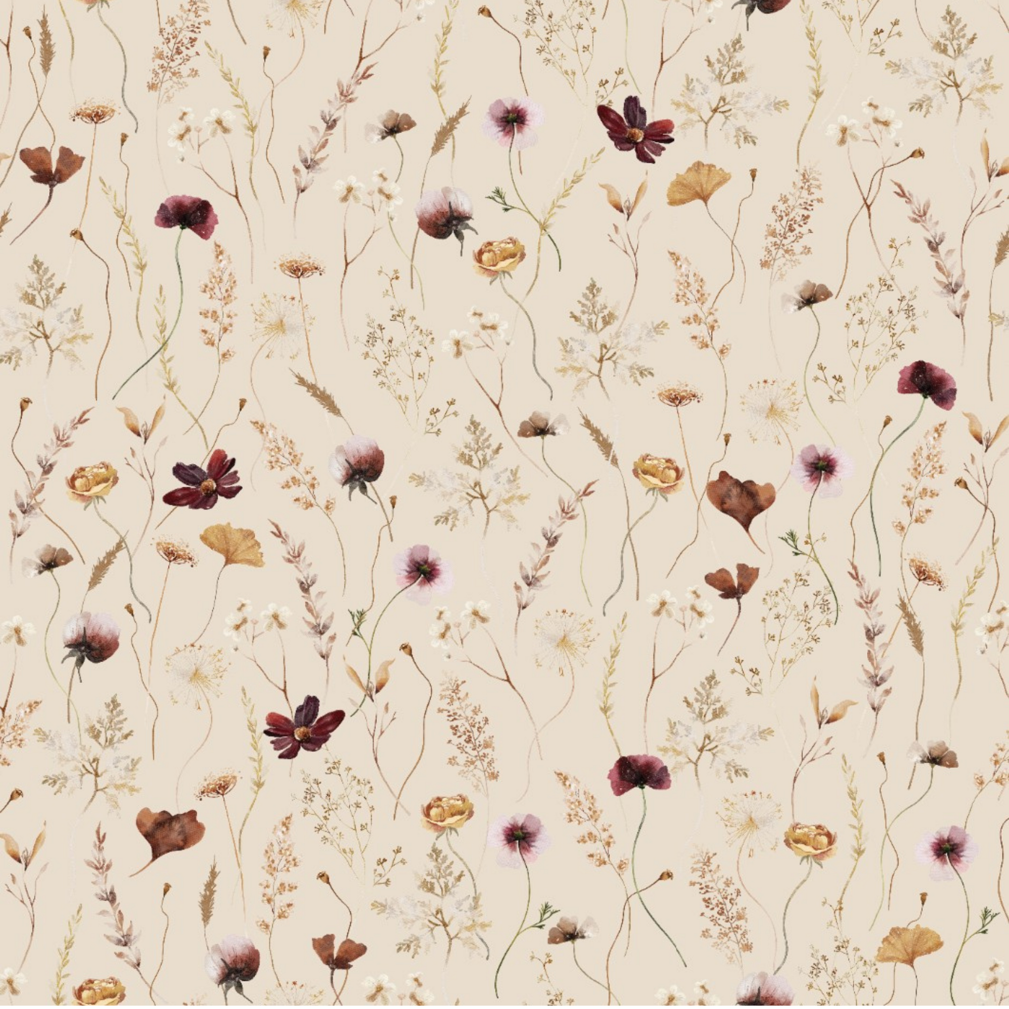 Dahlia (Tan) - Boho Floral Wallpaper