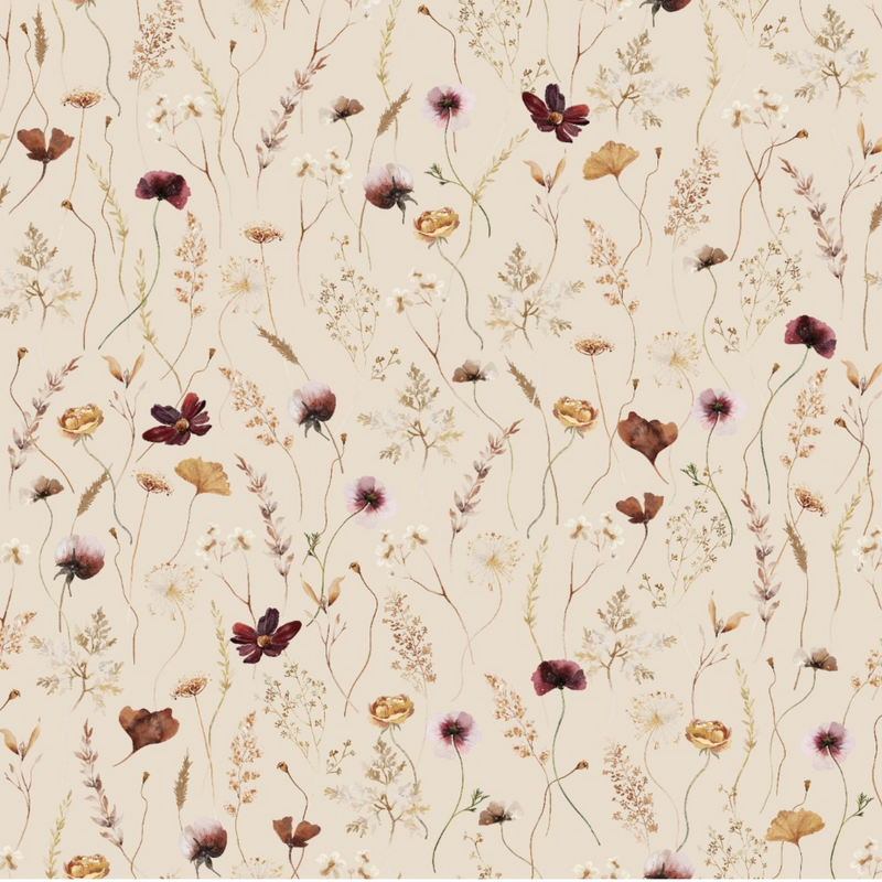 Dahlia (Tan) - Boho Floral Wallpaper