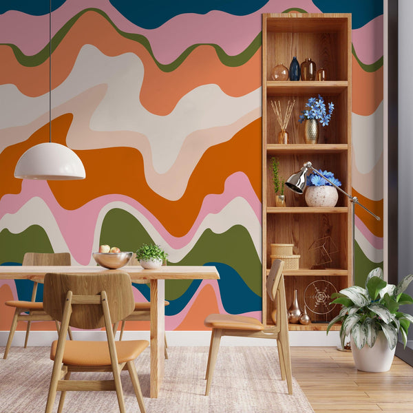 Echo - Colorful Funky Waves Infinity Mural Wallpaper– WALL BLUSH