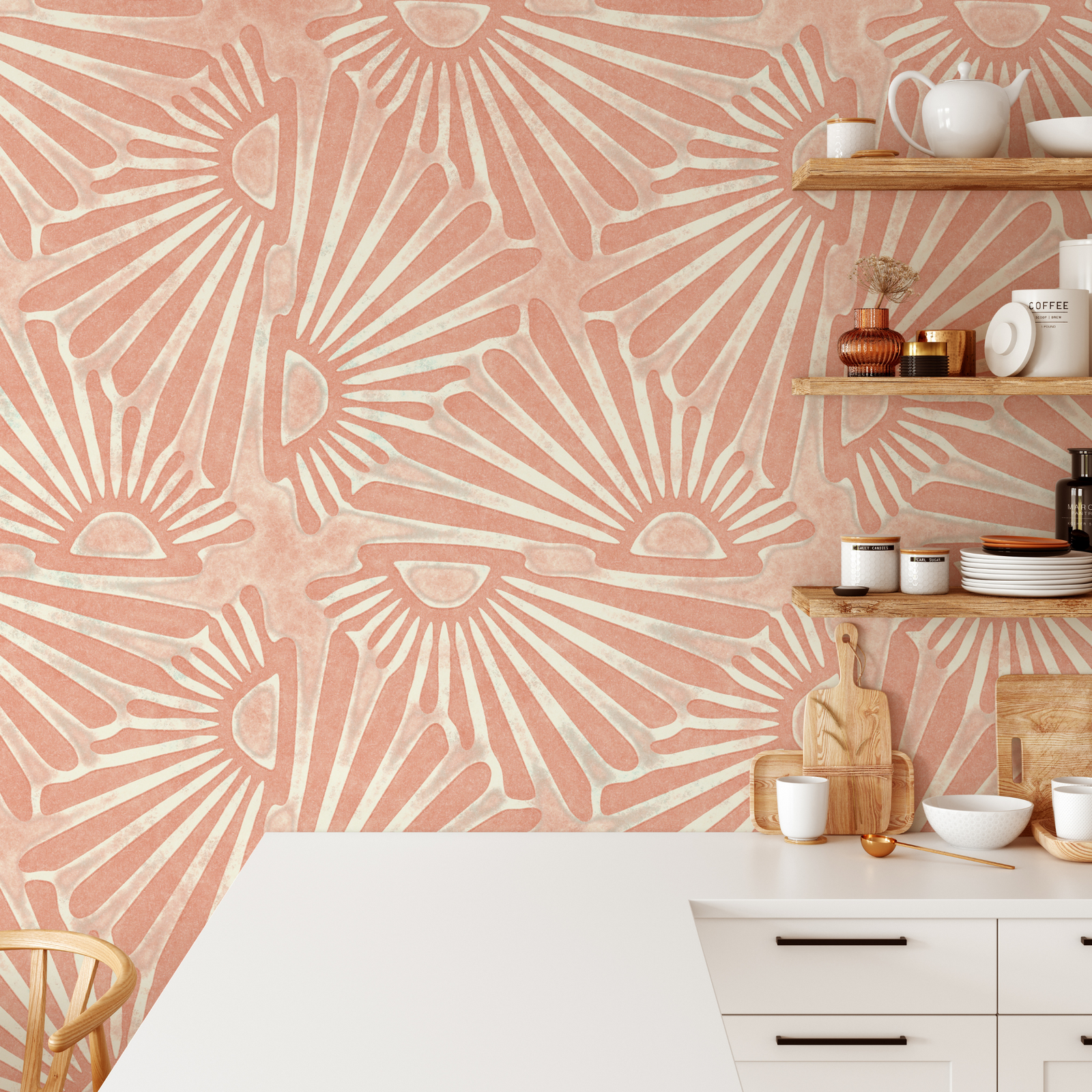 Lena - Boho Abstract Suns Wallpaper
