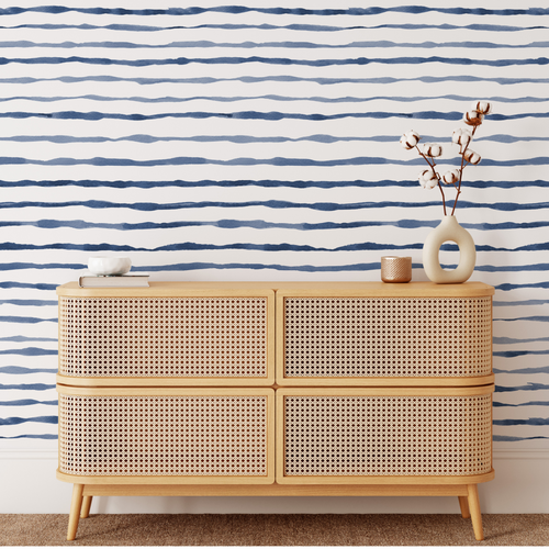OC Ocean Blue - Horizontal Blue Watercolor Peel and Stick Wallpaper