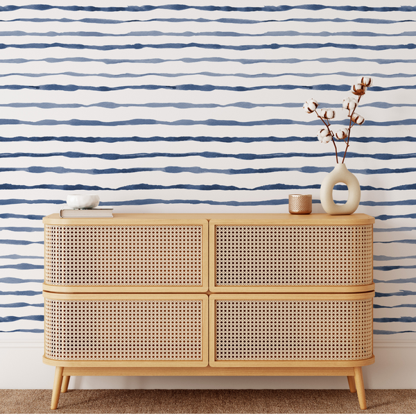 OC Ocean Blue - Horizontal Blue Watercolor Peel and Stick Wallpaper