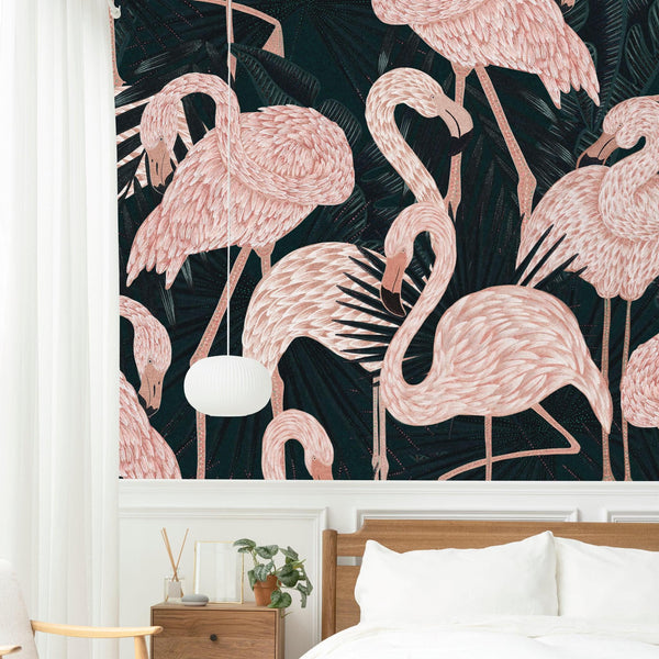St. Croix - Moody Flamingo Wallpaper– WALL BLUSH