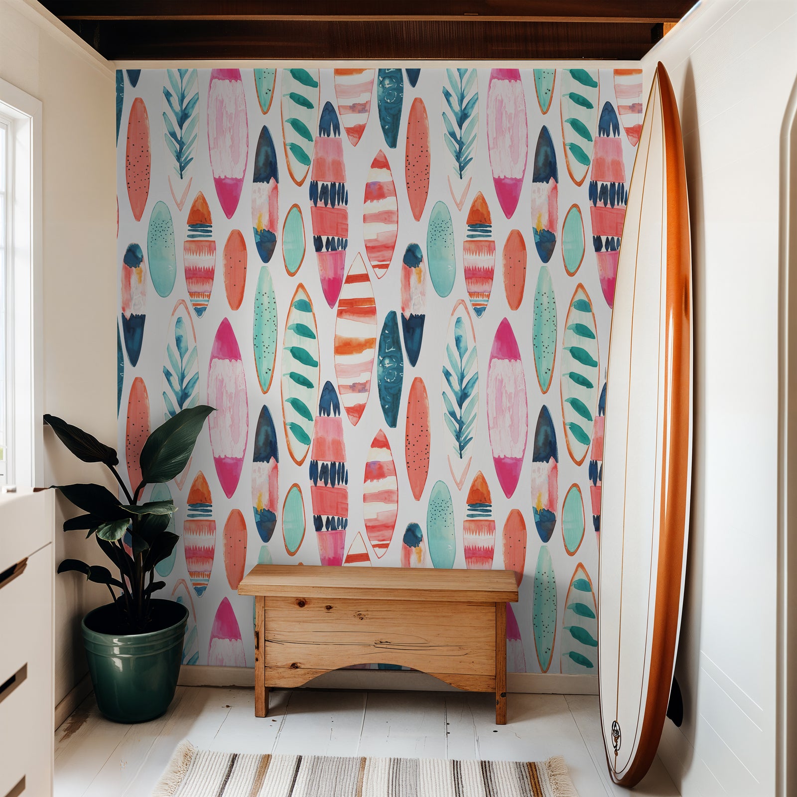 Kauai Quiver - Boho Surfboard Wallpaper