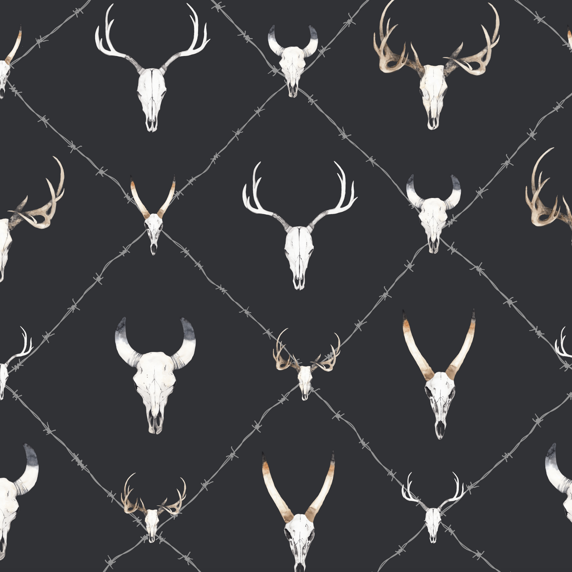 Wyatt - Cow Skull Wallpaper Designed By Chelsea Houska DeBoer