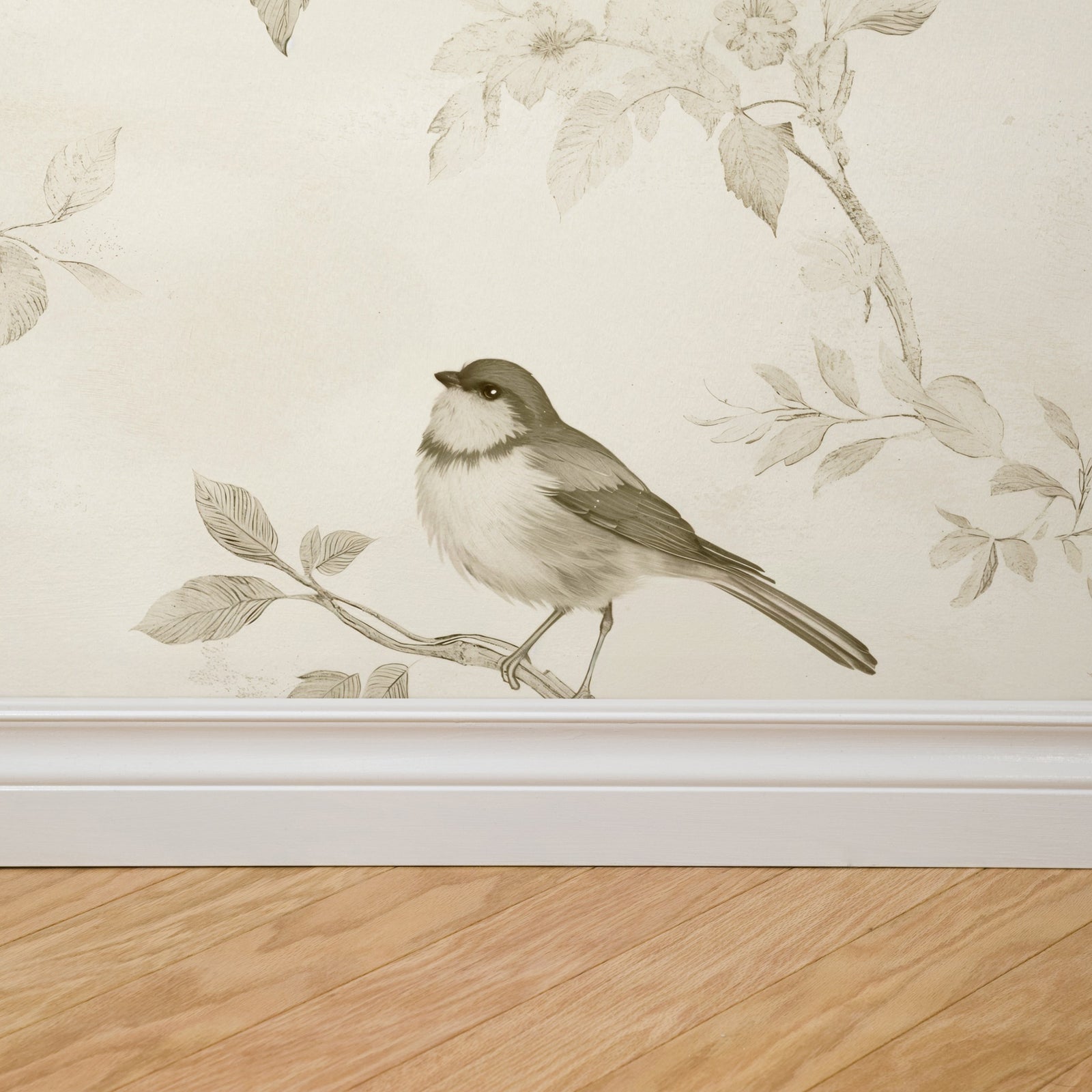 Vintage Songbird - Floral Bird Wallpaper