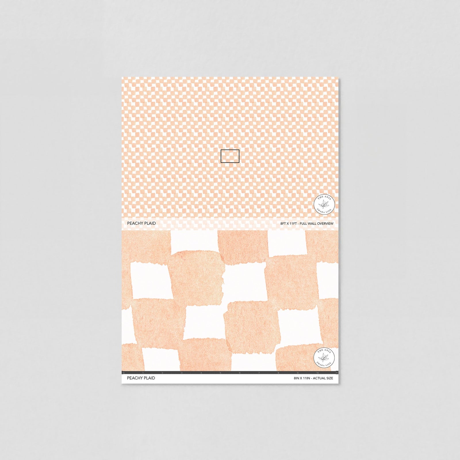 Peachy Plaid - Hand Painted Peach Checker Wallpaper