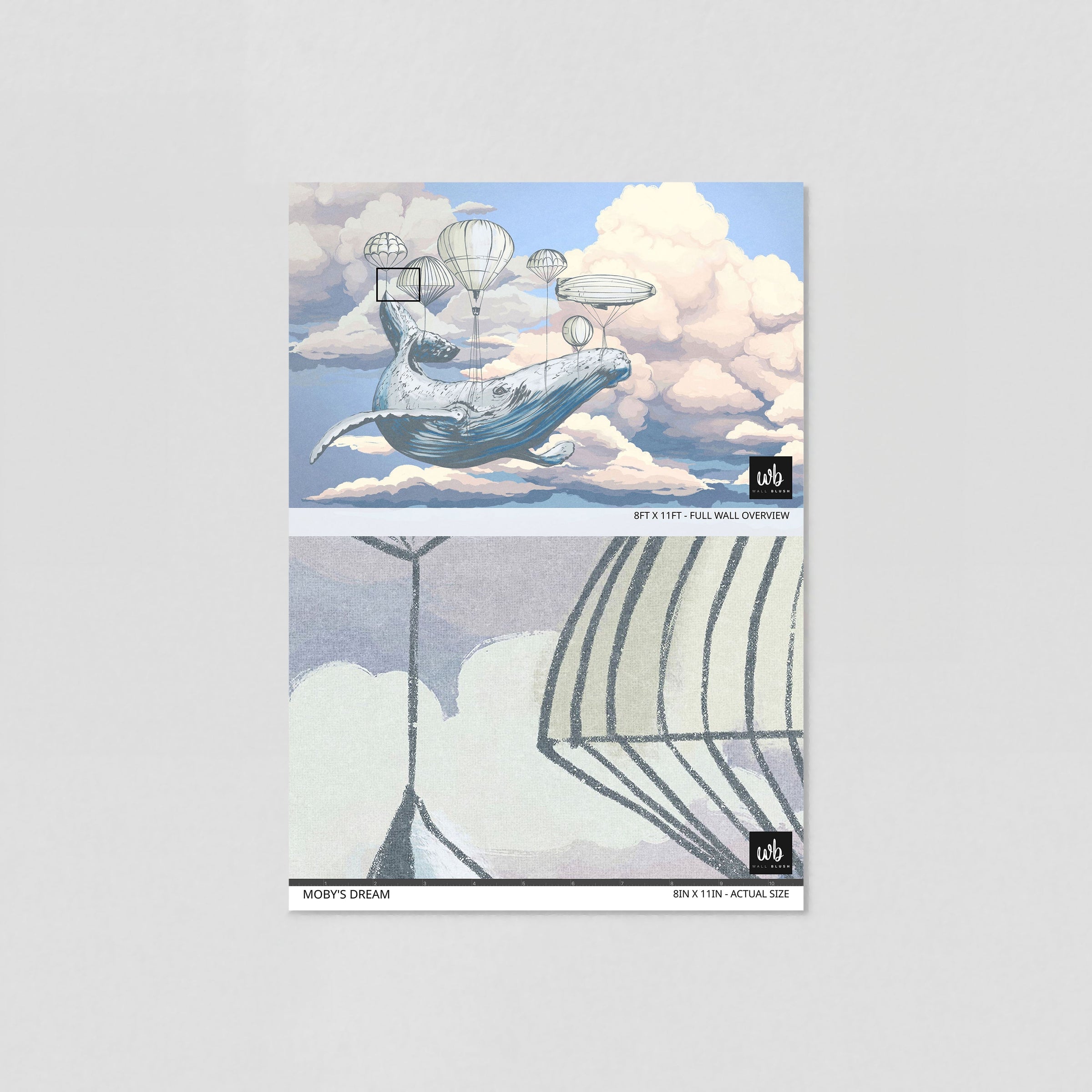 Moby's Dream - Whimsical Whale Peel and Stick Wallpaper