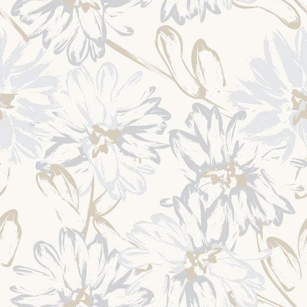 Something Blue - Blue and Tan Floral Wallpaper– WALL BLUSH