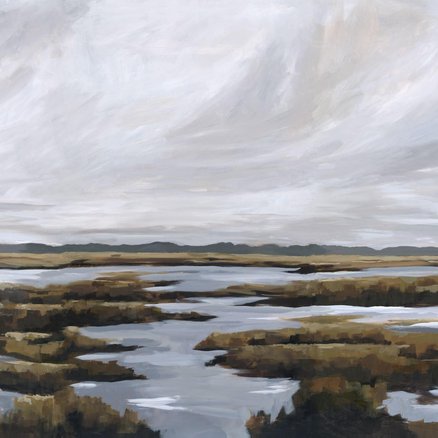 Beyond the Marsh - Hand painted Infinity Mural - Peel and Stick Wallpaper