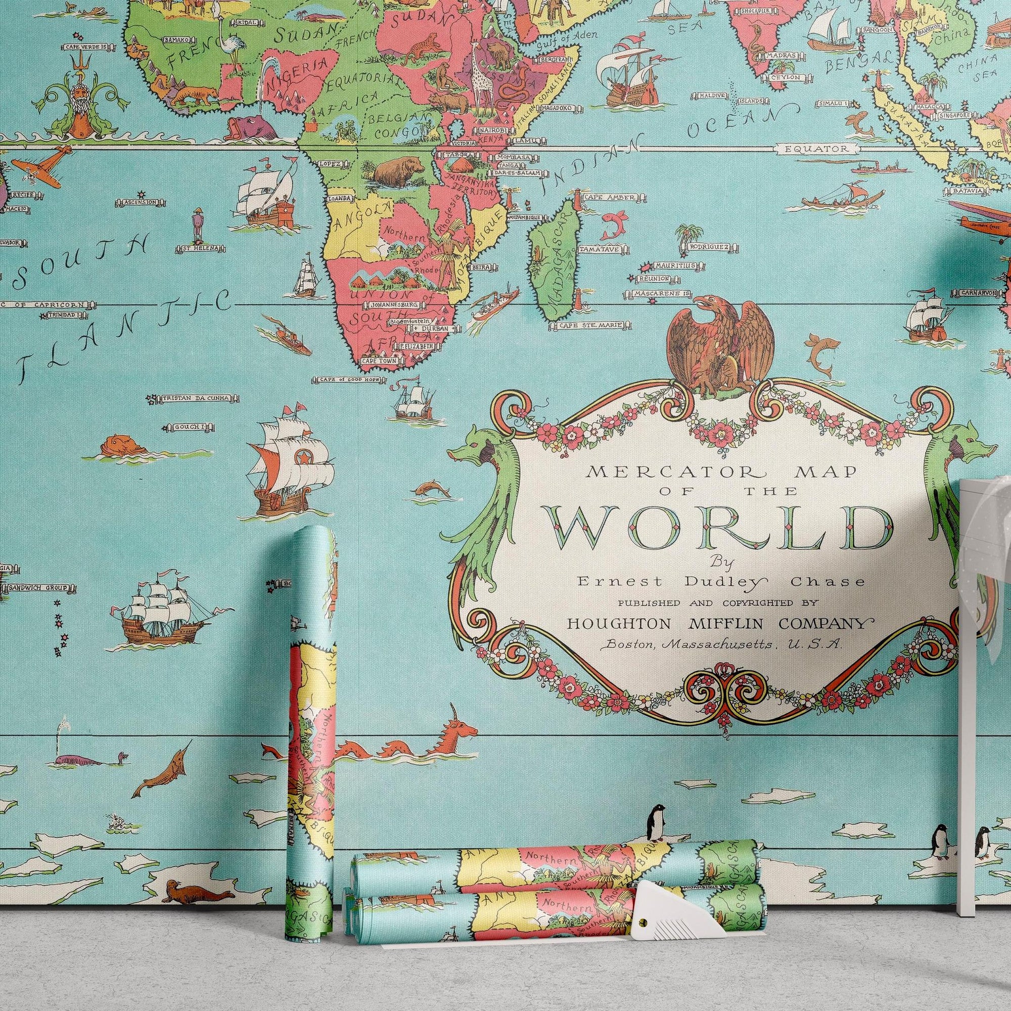 Dudley's World - Map of the World Peel and Stick Wallpaper