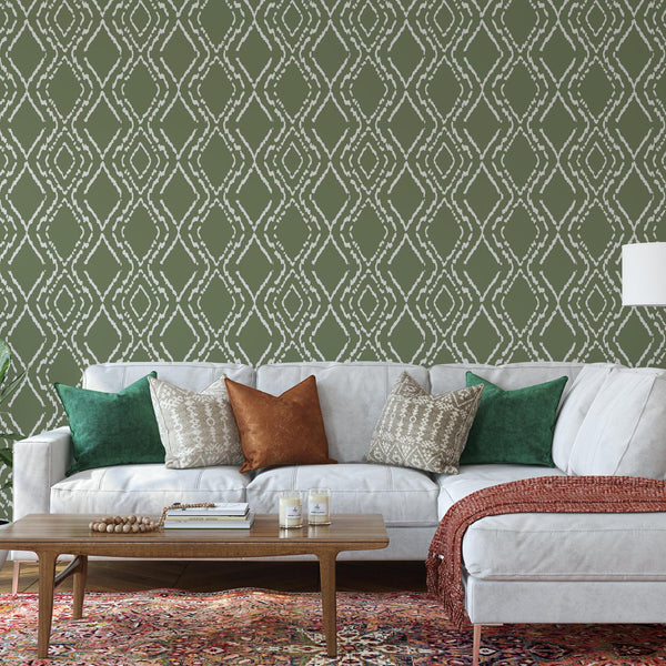 Gemma - Green Art Deco Peel and Stick Wallpaper– WALL BLUSH
