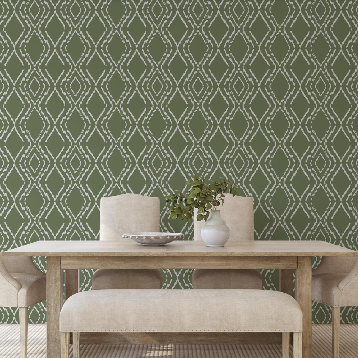 Gemma - Green Art Deco Peel and Stick Wallpaper