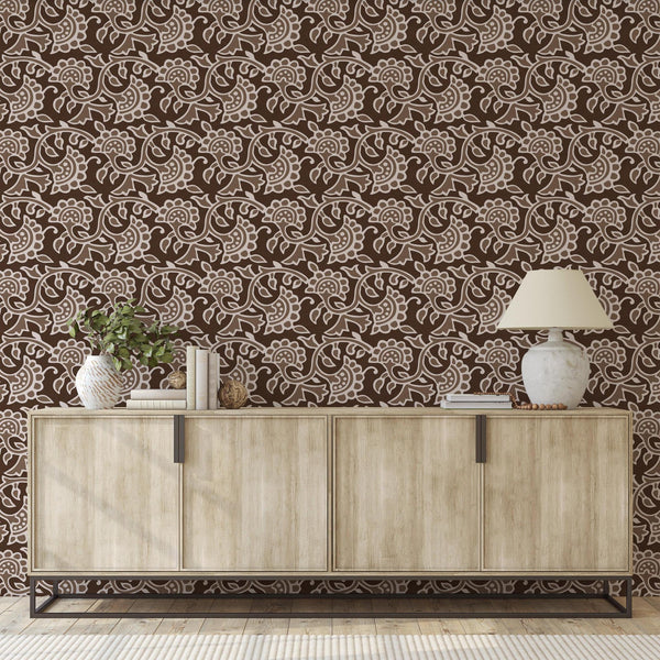 Renee - Brown Paisley Wallpaper– WALL BLUSH