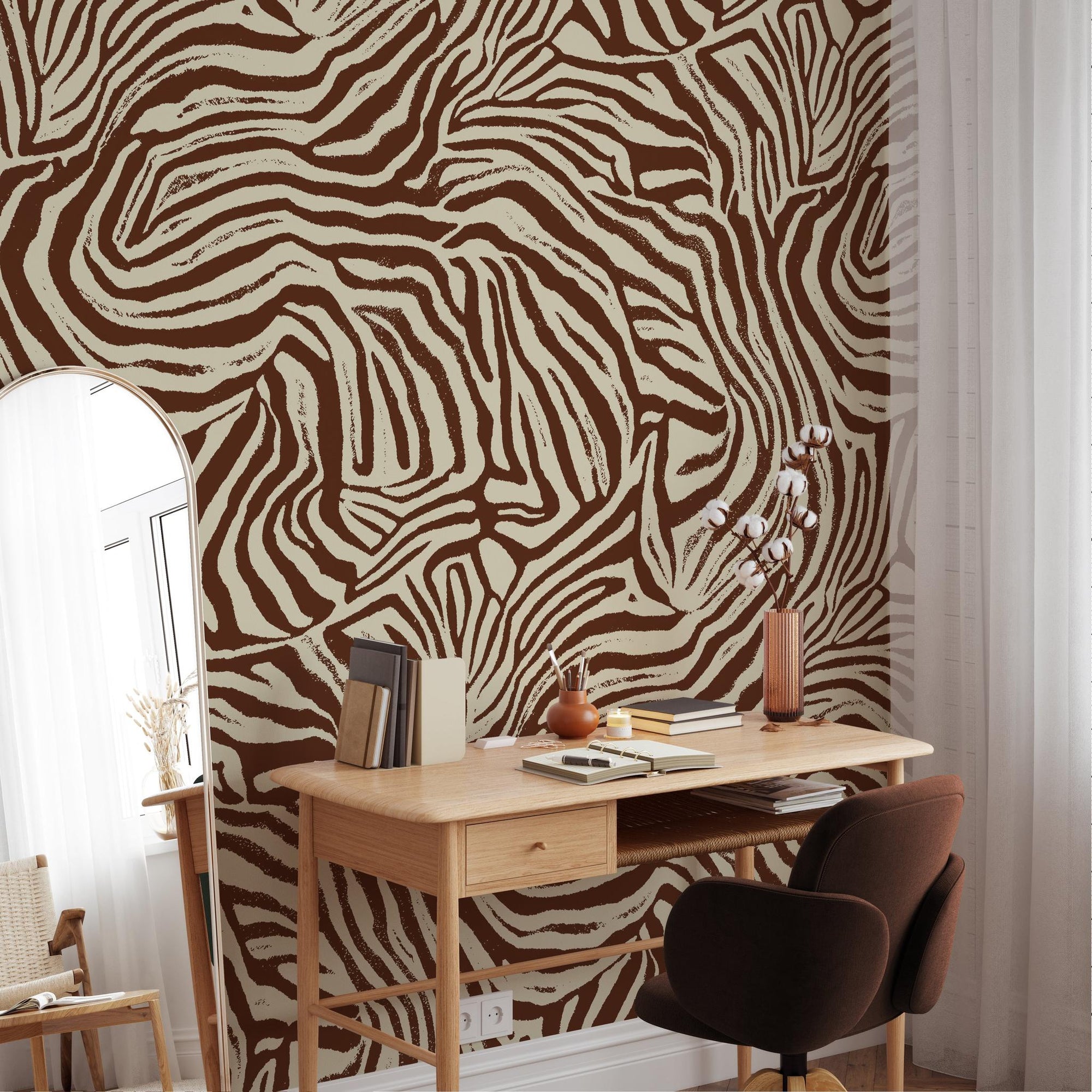 Jules - Brown Zebra Print Wallpaper