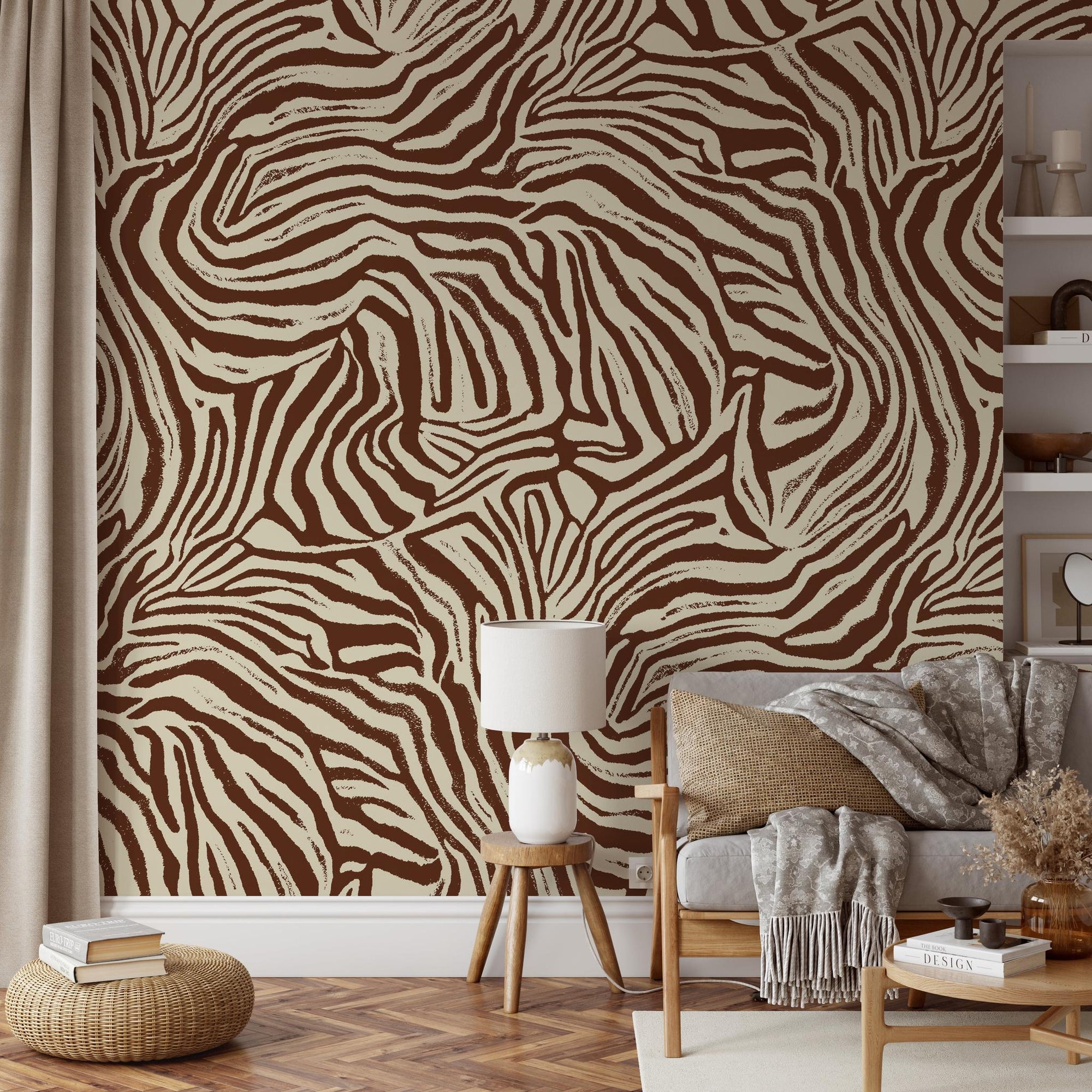 Jules - Brown Zebra Print Wallpaper