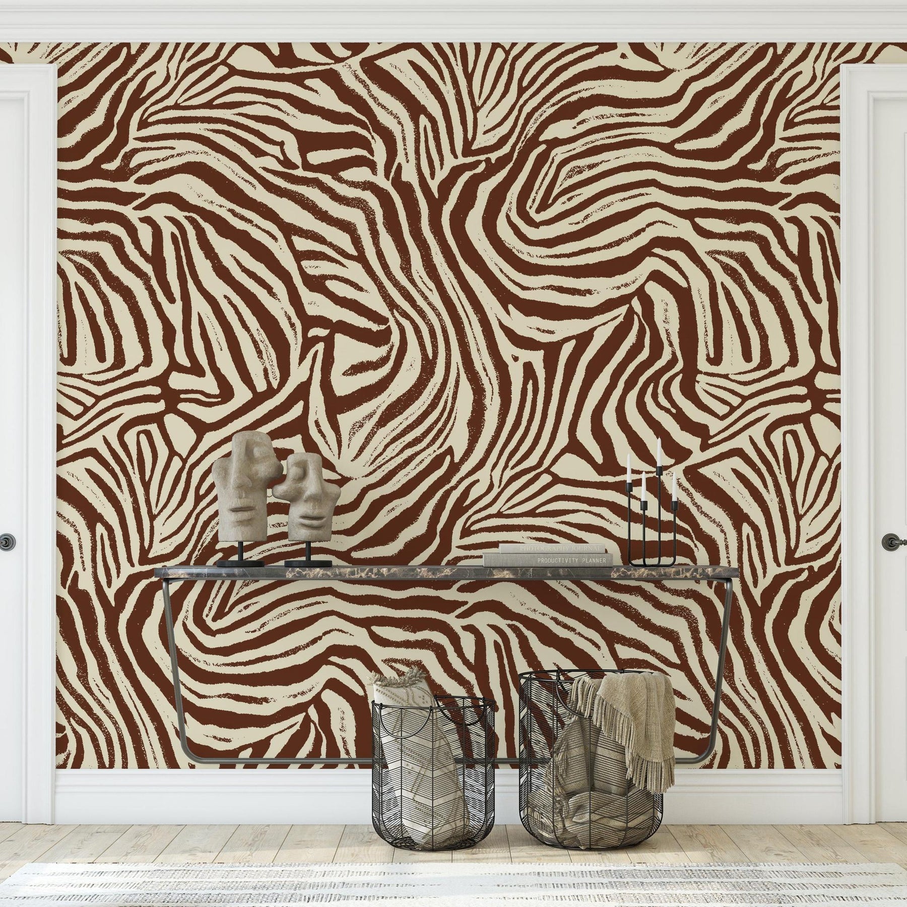 Jules - Brown Zebra Print Wallpaper
