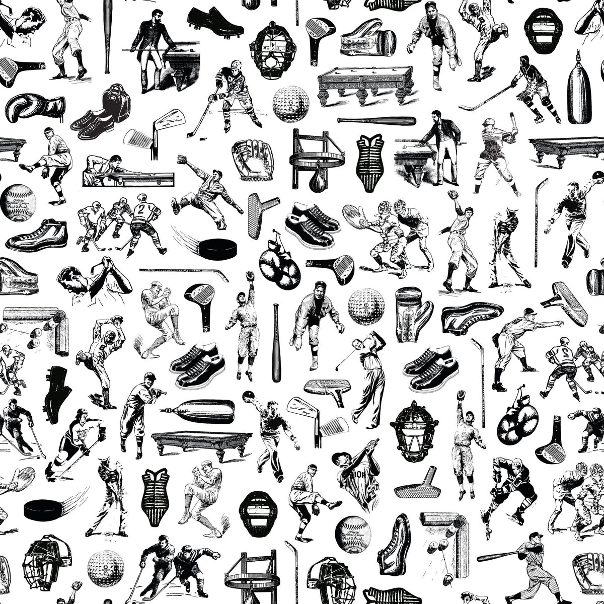 Letterman (Black) - Sports Peel and Stick Wallpaper