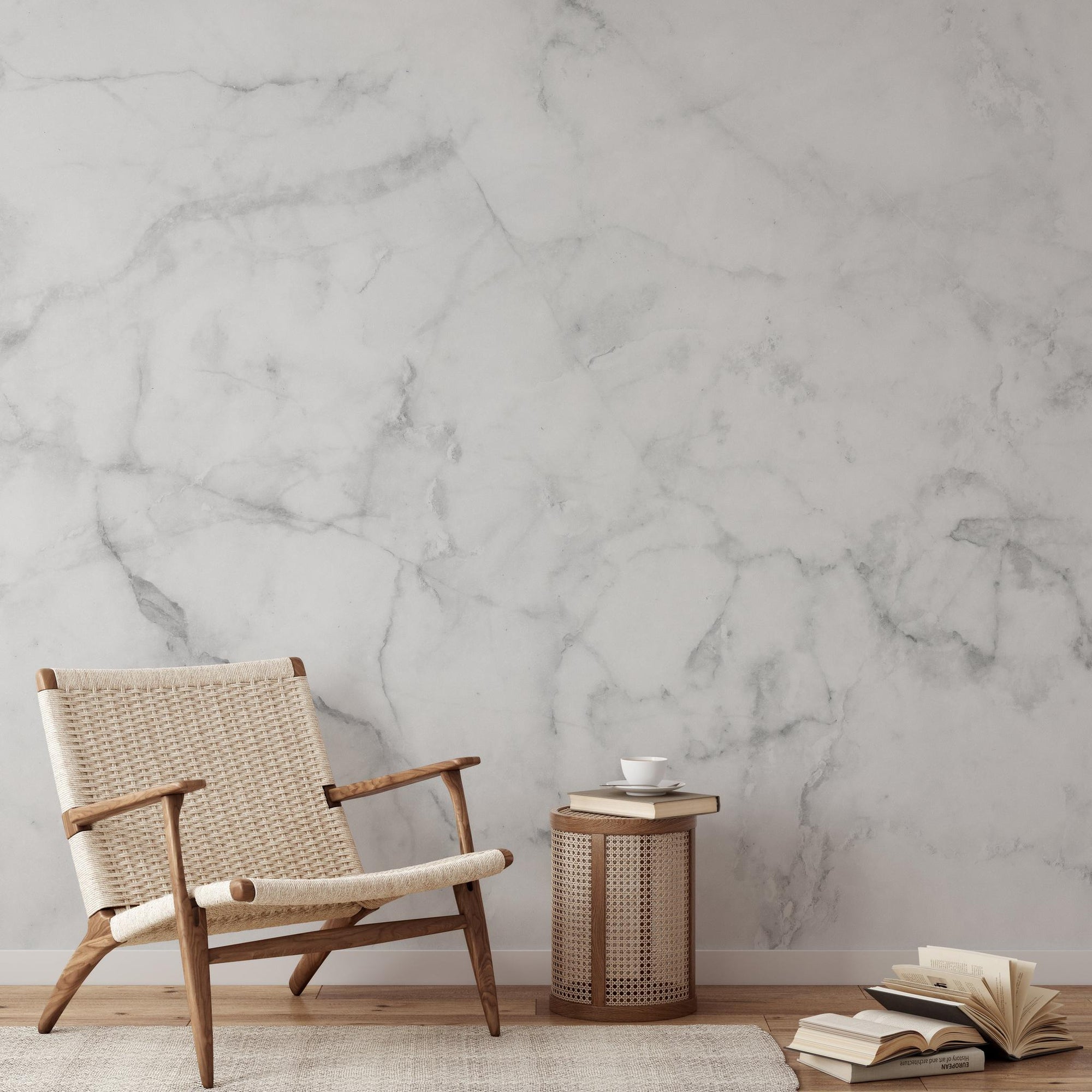 Petra - White Marble Infinity Mural - Peel and Stick Wallpaper