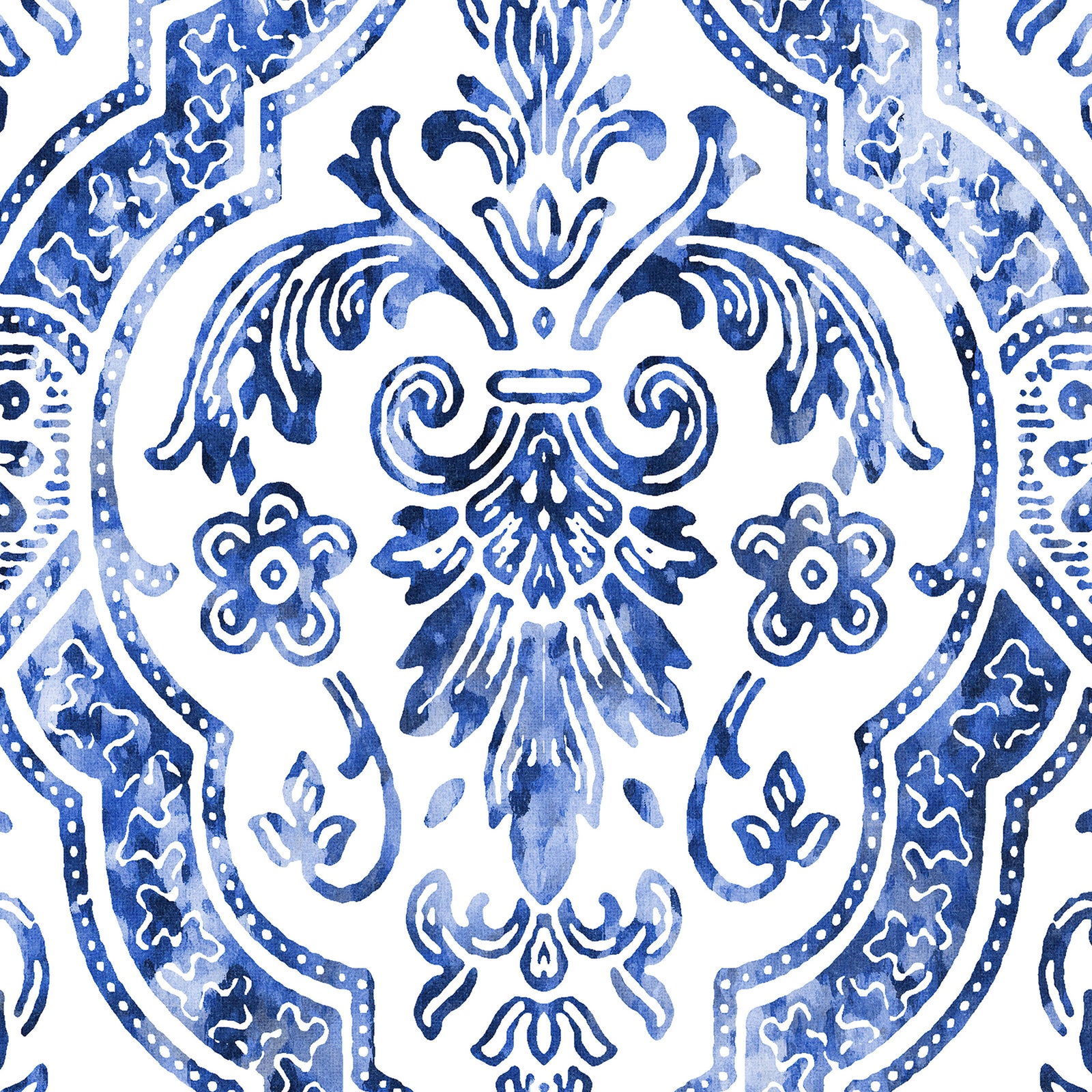 Francesca - Blue Damask Peel and Stick Wallpaper
