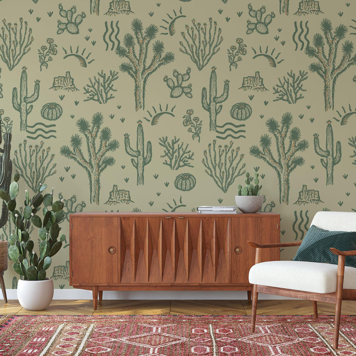Desert Dreamer (Green) - Hand Drawn Desert Inspired Peel and Stick ...