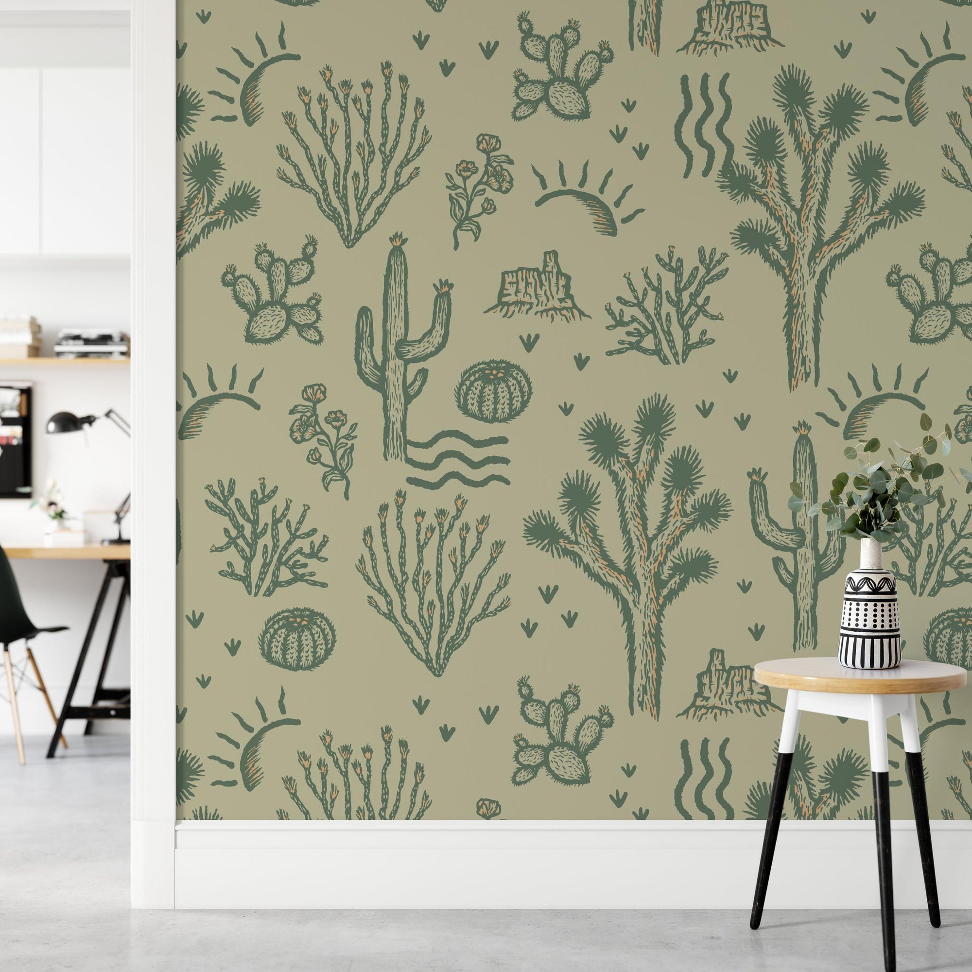 Desert Dreamer (Green) - Hand Drawn Desert Inspired Peel and Stick ...