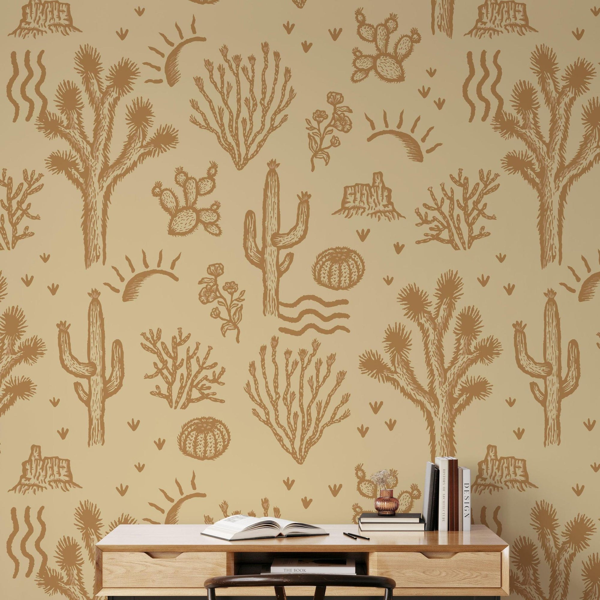 Desert Dreamer (Orange) - Hand Drawn Desert Inspired Peel and Stick ...