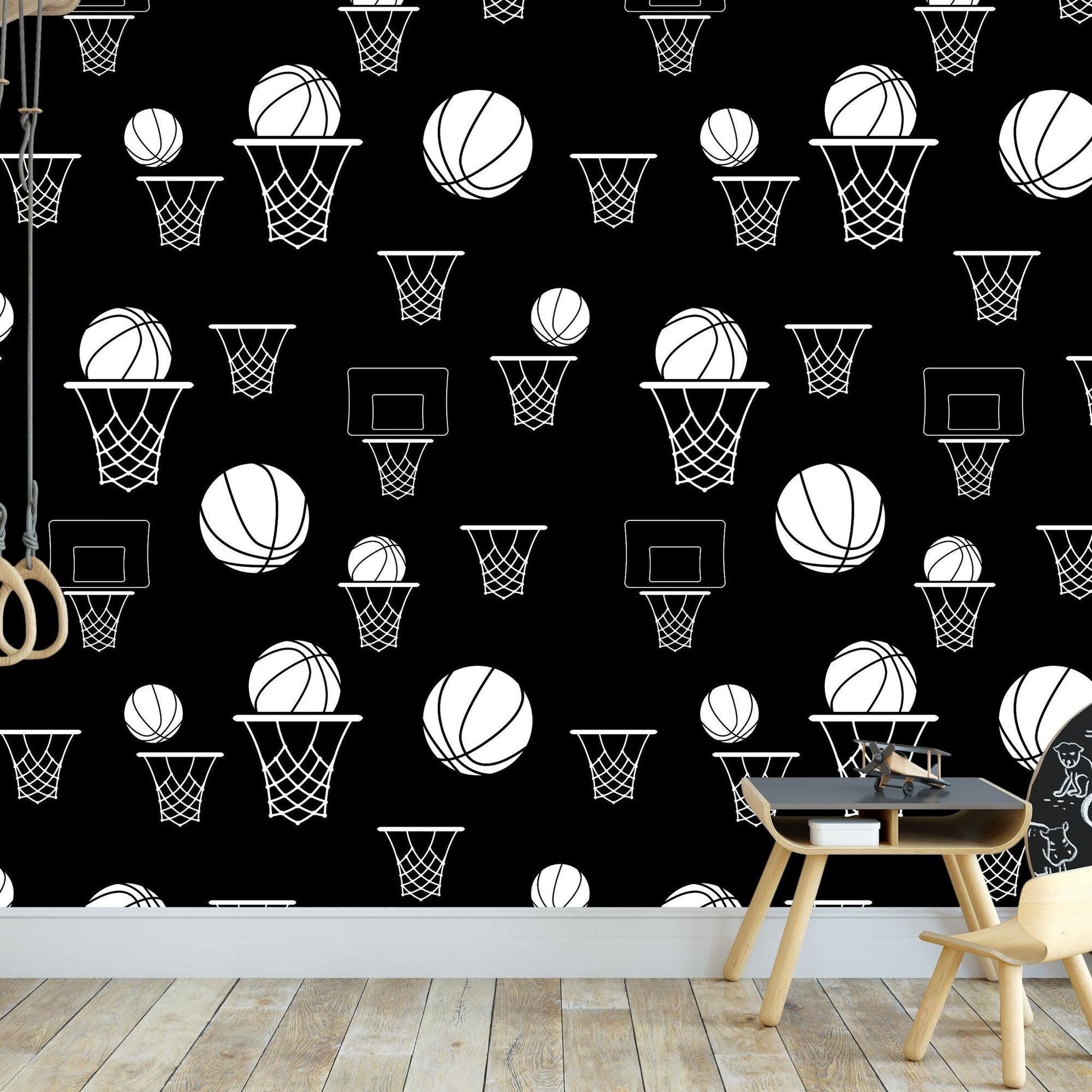 Hoops - Basketball-inspired Peel and Stick Wallpaper