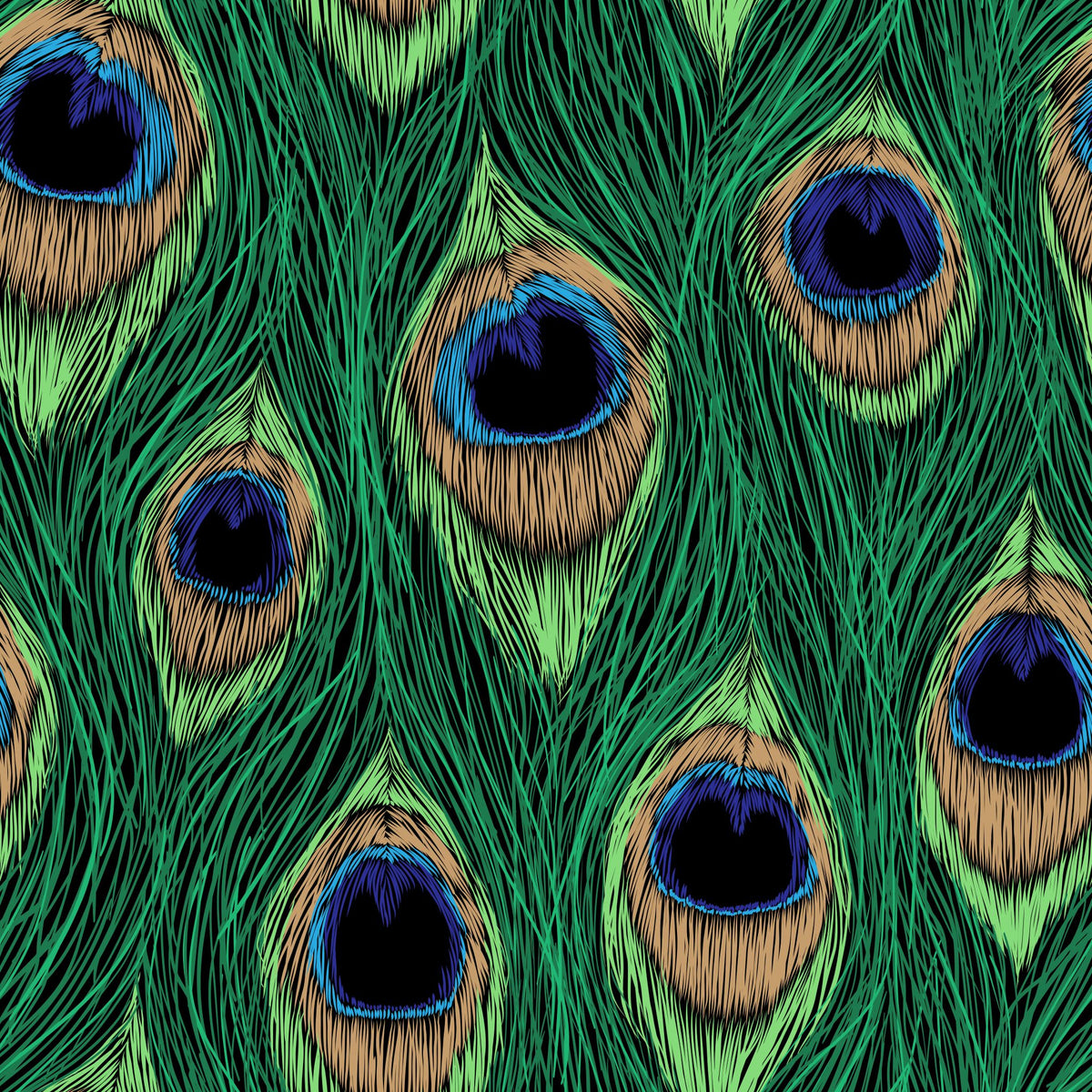 Ocelli - Peacock Feather Wallpaper
