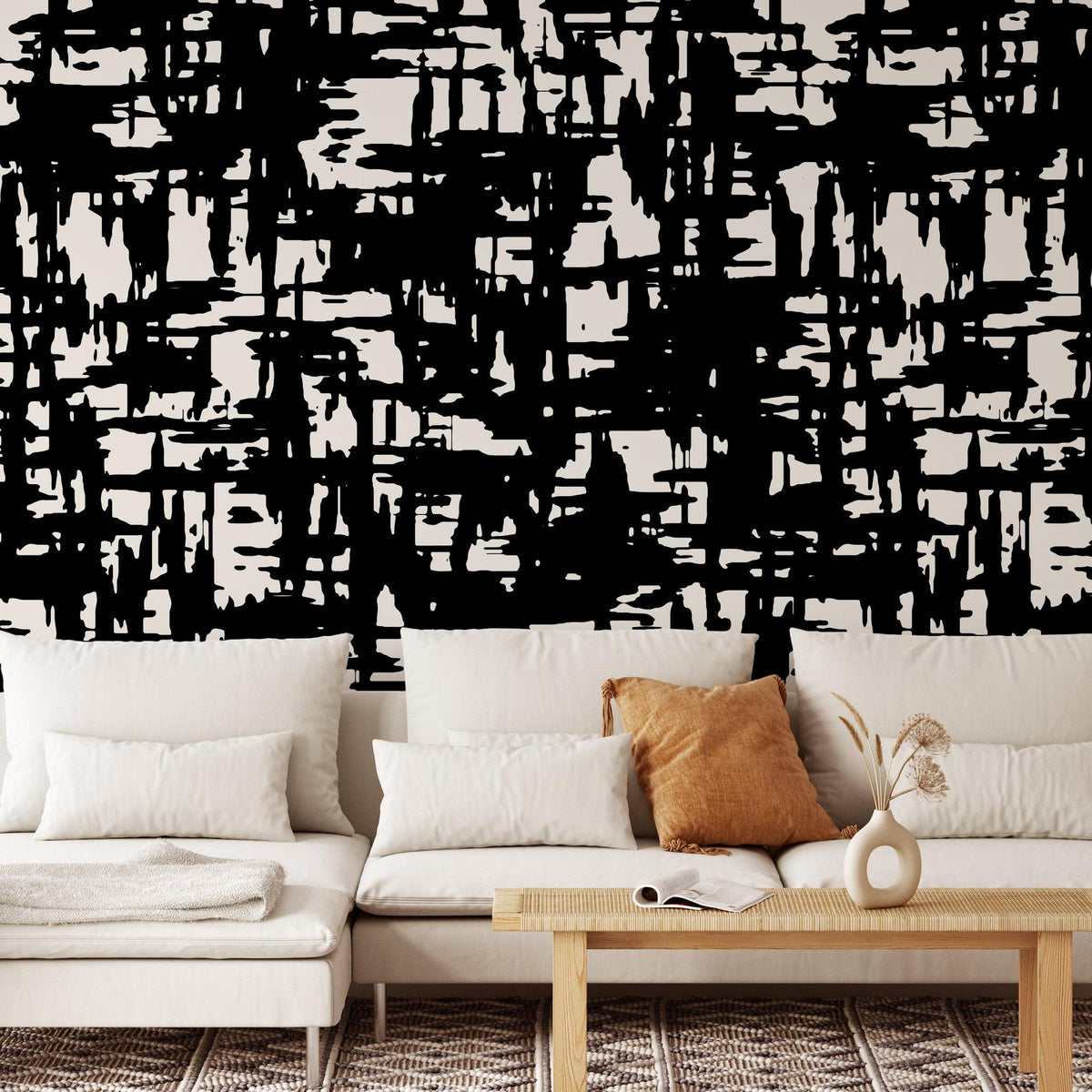 Mirage - Modern Black and White Abstract Peel and Stick Wallpaper