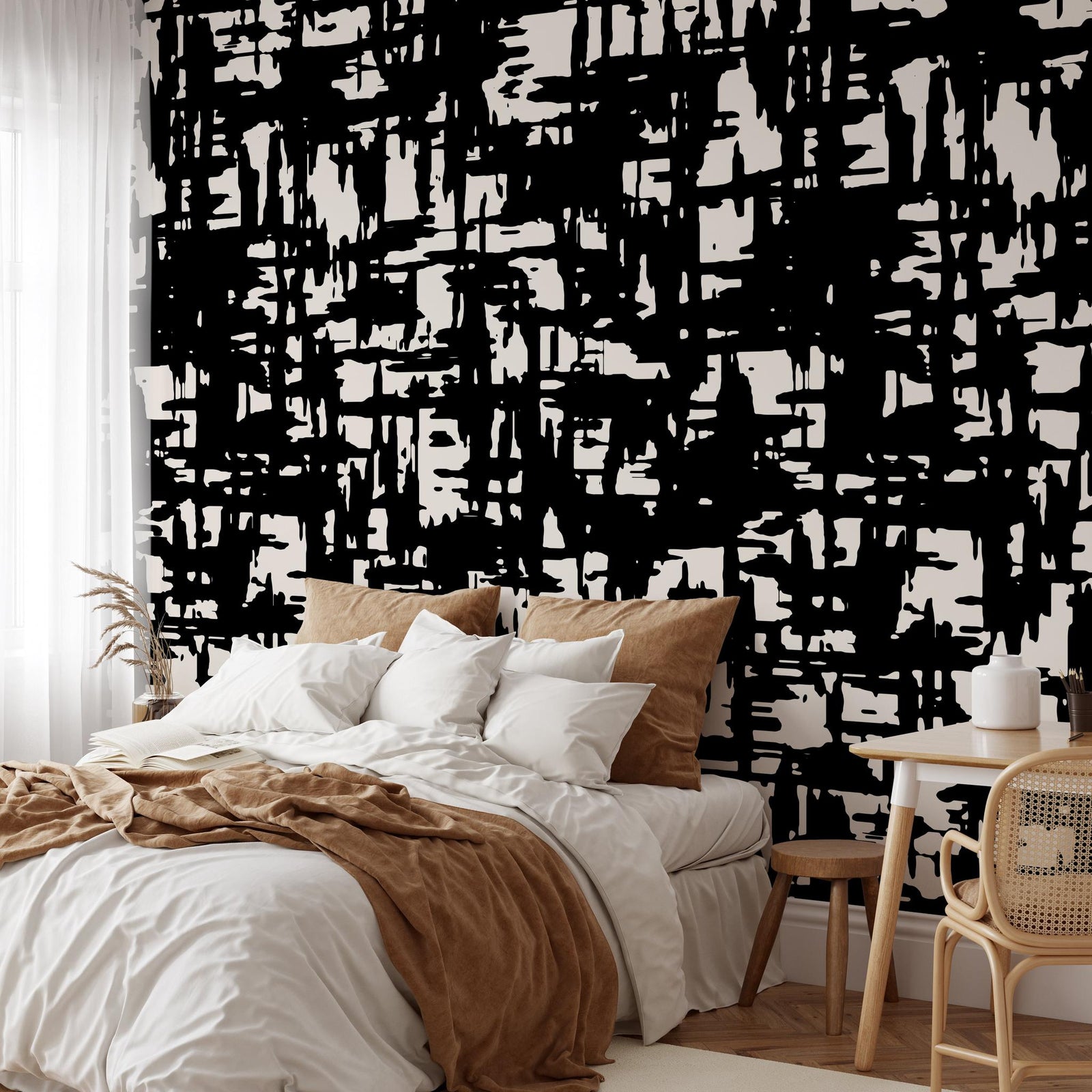 Mirage - Modern Black and White Abstract Peel and Stick Wallpaper