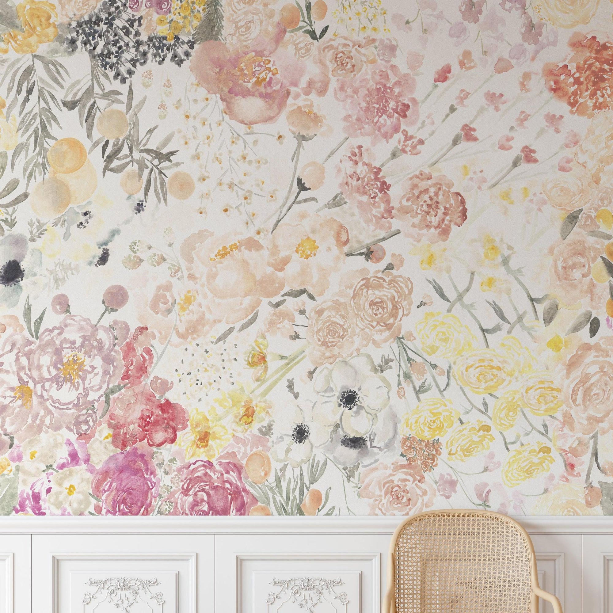 Spring Fling - Spring Floral Watercolor Peel and Stick Wallpaper