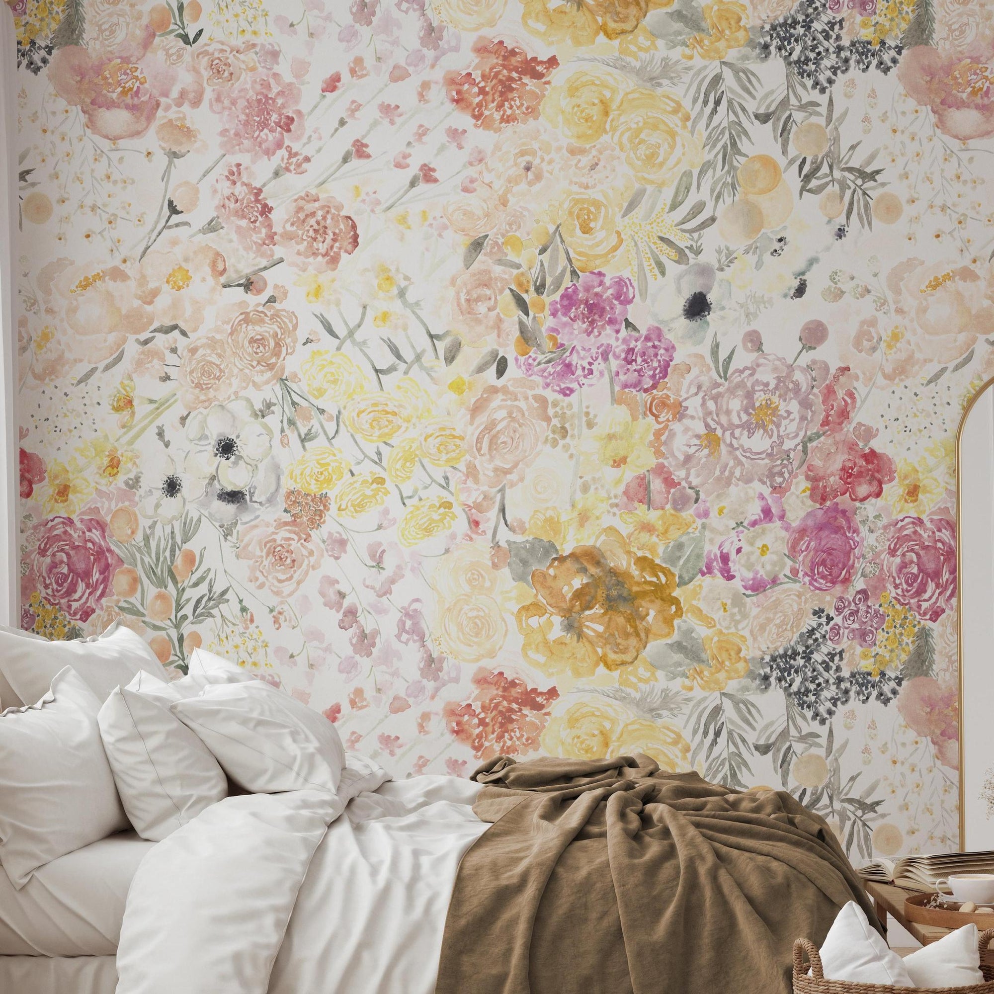 Spring Fling - Spring Floral Watercolor Peel and Stick Wallpaper
