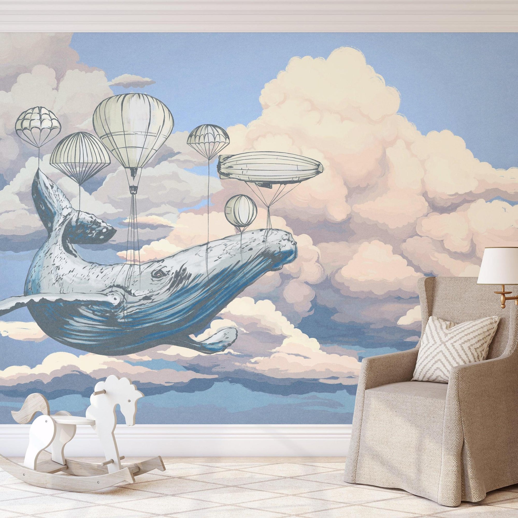 Moby's Dream - Whimsical Whale Peel and Stick Wallpaper