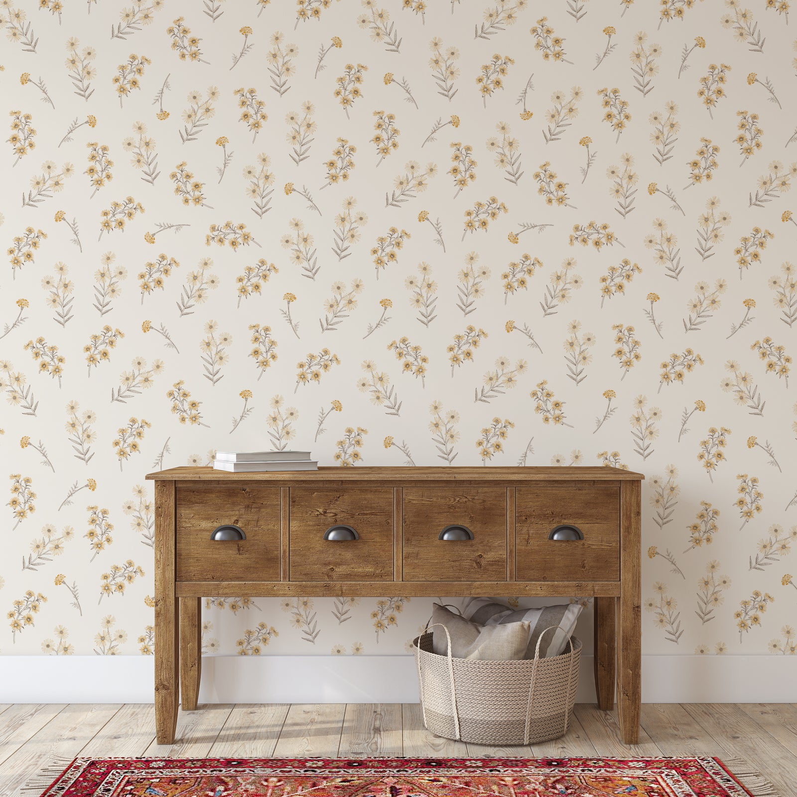 Lottie - Yellow Floral Peel and Stick Wallpaper